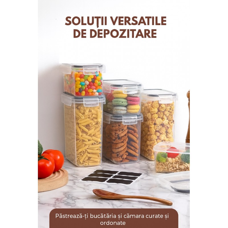 Set 14 Recipiente Etanșe BPA Free cu Etichete și Marker